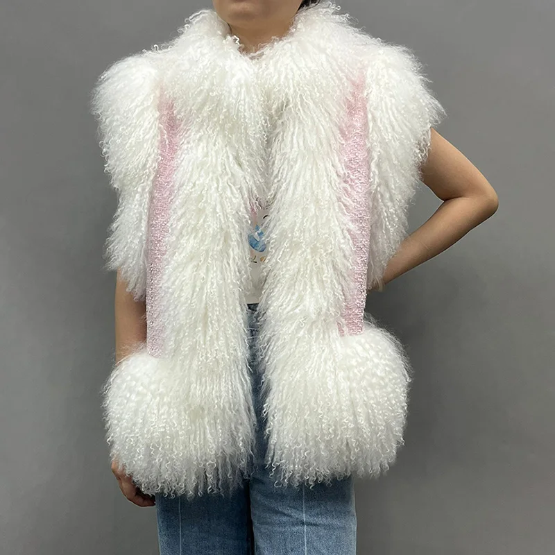 Lady-Luxury-Long-Mongolian-Sheep-Fur-Vest-Winter-Thick-Warm-Crop-Vest ...