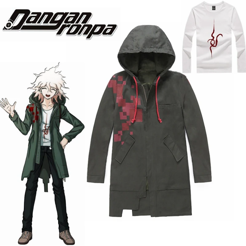 Super Danganronpa 2 Komaeda Nagito Jacket Hoodies Army Green Color Coat ...