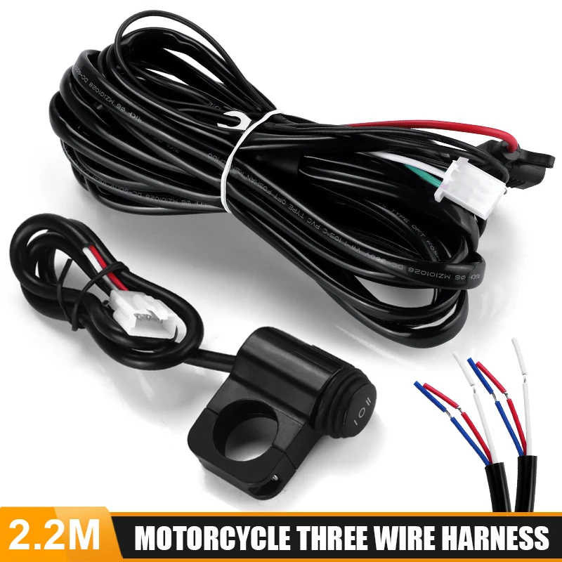12V Motorcycles LED Fog Light Wiring Harness 3 Wire For Headlight ...