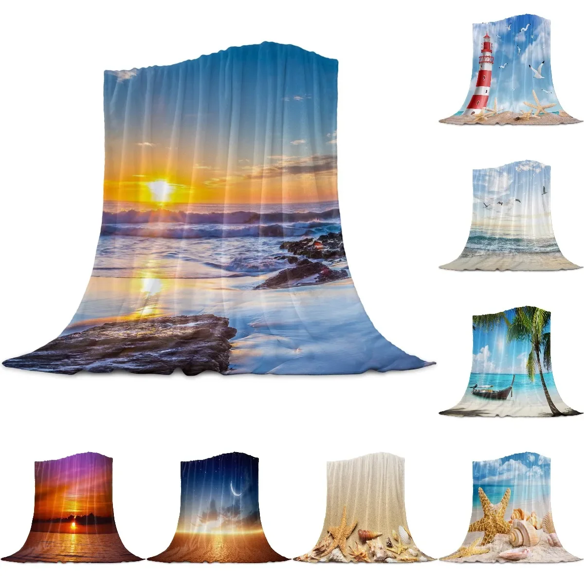 Beach-Sunset-Ocean-Light-Thin-Flannel-Blanket-Custom-Super-Warm-Soft ...