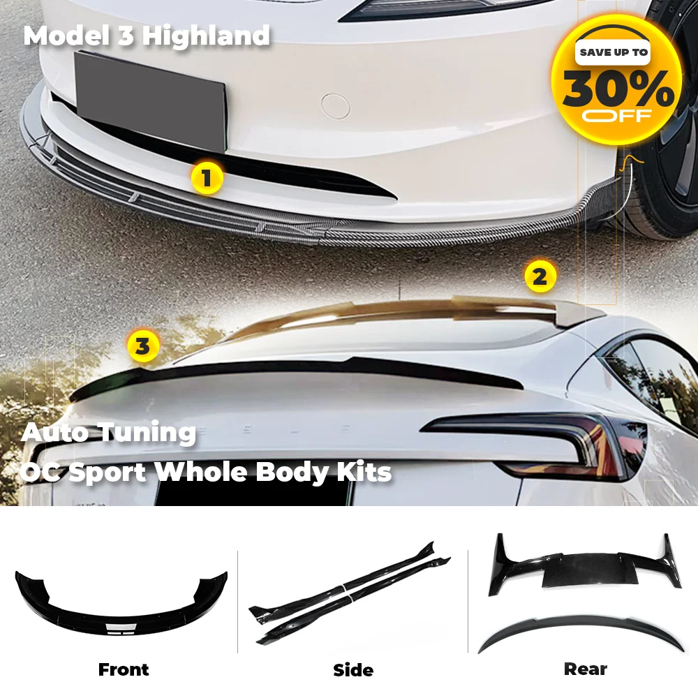 Model-3-Highland-Body-Kits-For-Tesla-Carbon-Fiber-Rear-Diffuser-Side ...