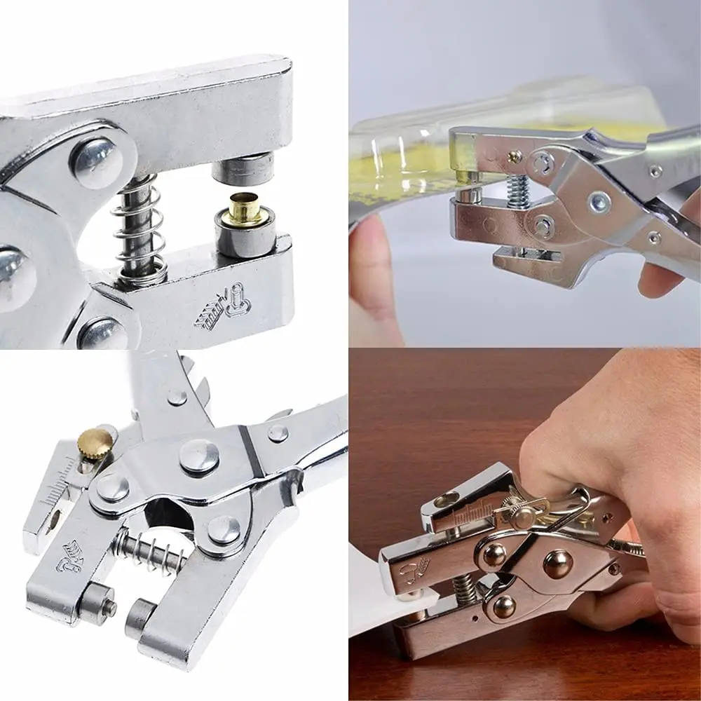 Eyelets Grommets Eyelet Punch Plier Tool Kit & 100pcs Gold Metal ...