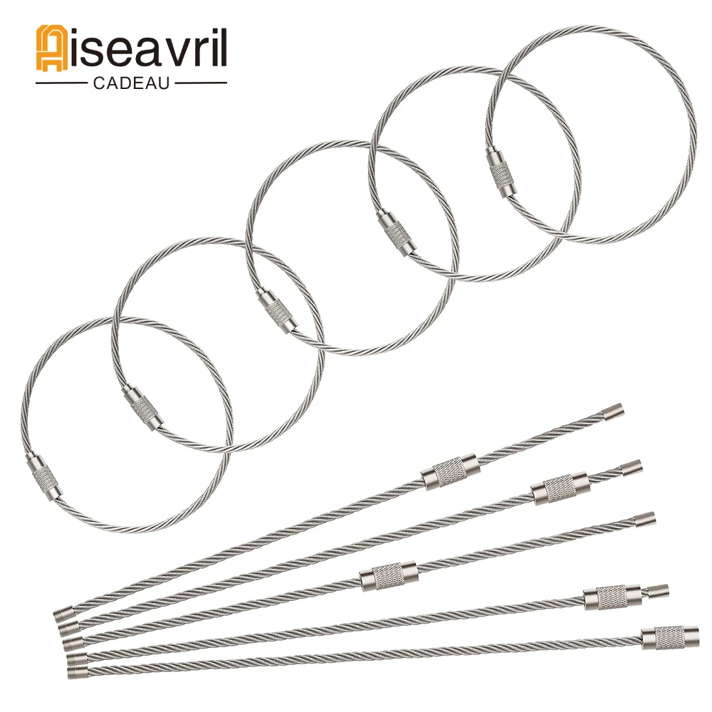 10pcs-50pcs-Stainless-Steel-Wire-Keychain-Ring-Key-Keyring-Circle-Rope ...