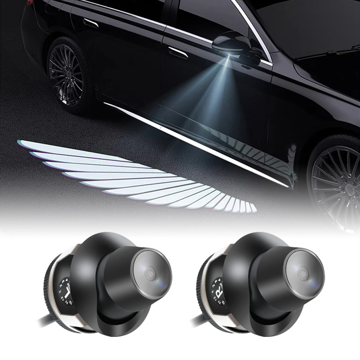 2PCS Car Angel Wings Welcome Light Rearview Mirror Dynamic Projection ...