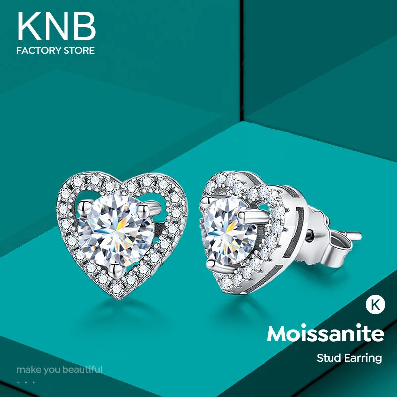 KNB-0-5CT-D-Color-Moissanite-Diamond-Heart-Halo-Stud-Earrings-for-Women ...