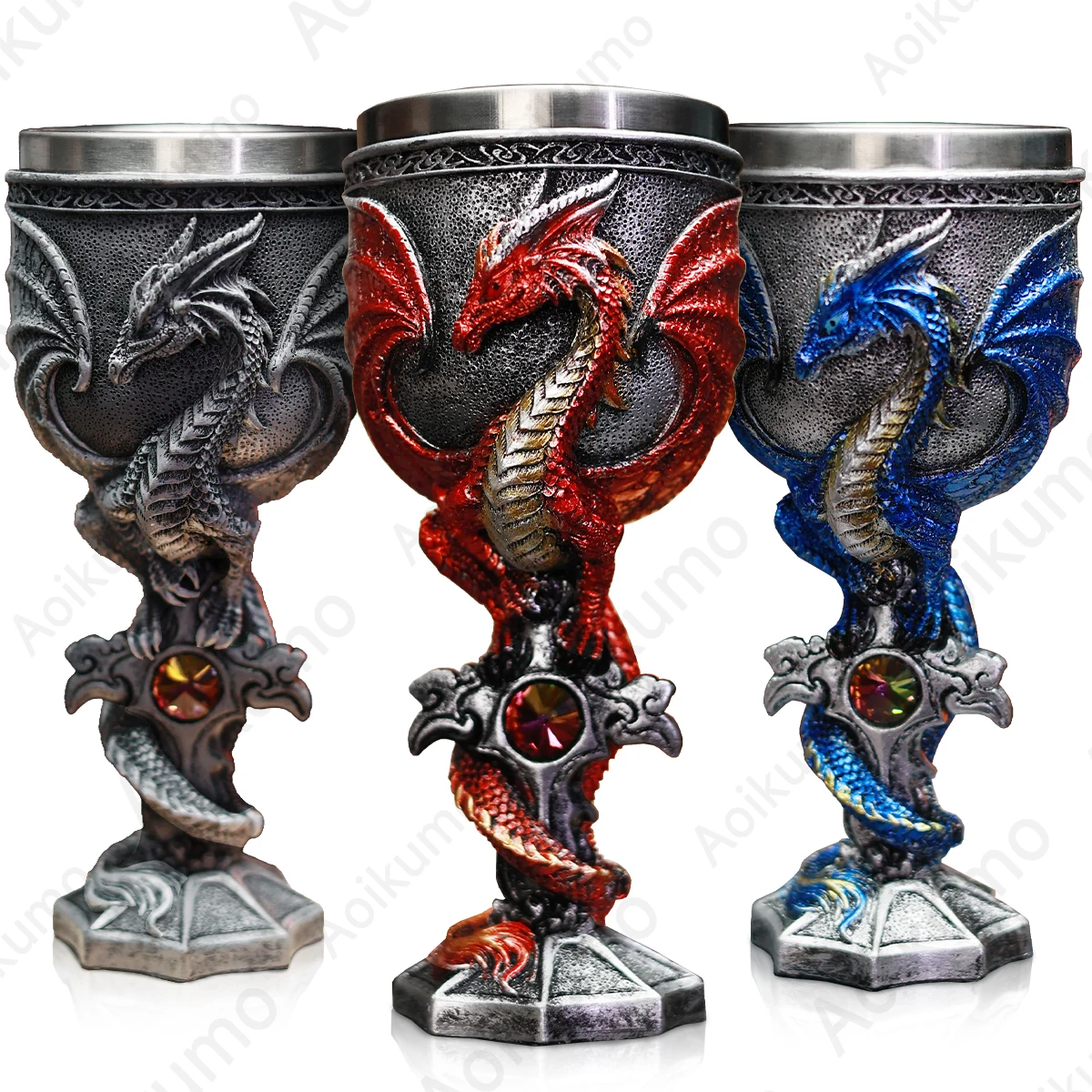 Evil-Dragon-Gem-Cross-Sword-Goblet-Stainless-Steel-Insert-Retro-Gothic ...