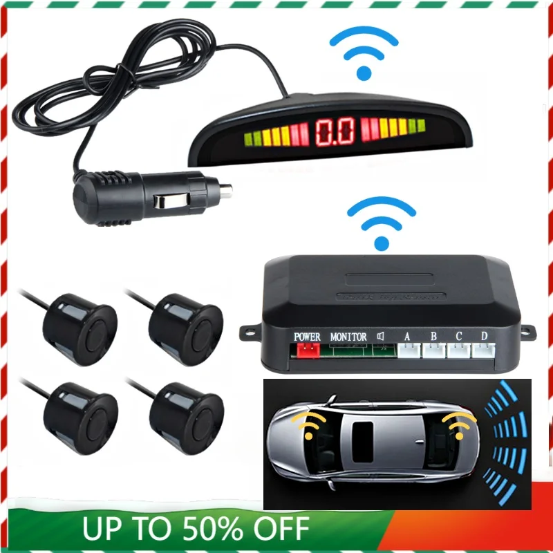 Wireless Car Parking Sensor Car Parktronic LED With 4 Sensors Reverse ...