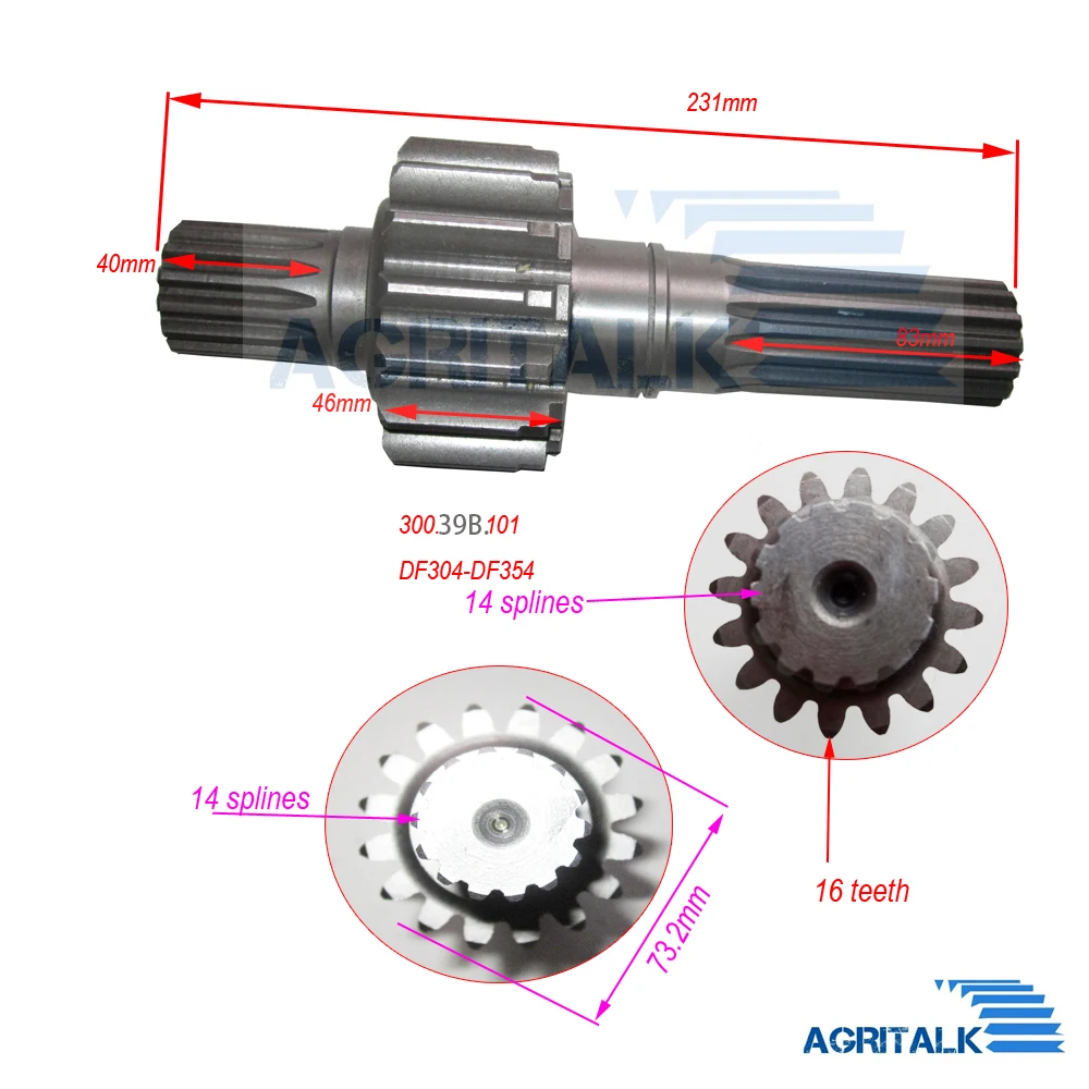 300.39B.101 Drive gear (the brake shaft) for Dongfeng DF304 / DF354 ...