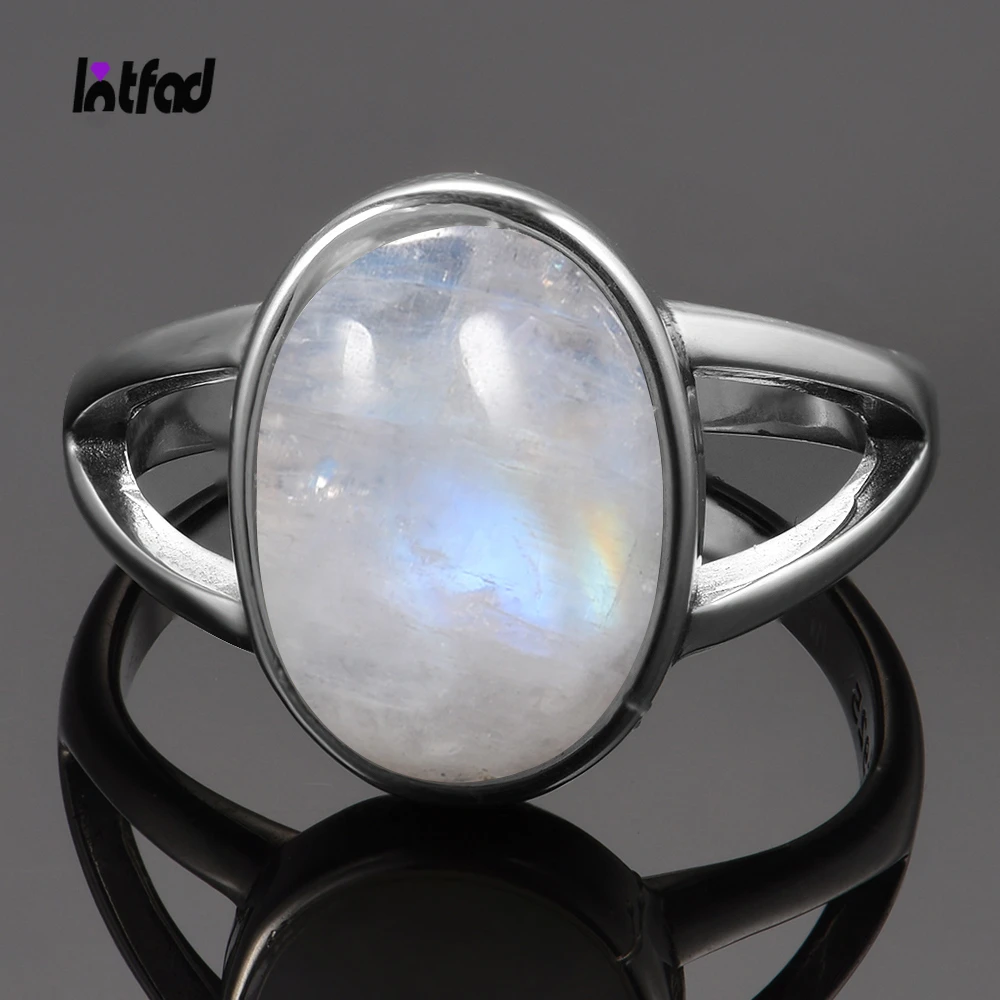 925 Sterling Silver Ring Natural Moonstone Jewelry Rings Gemstone ...