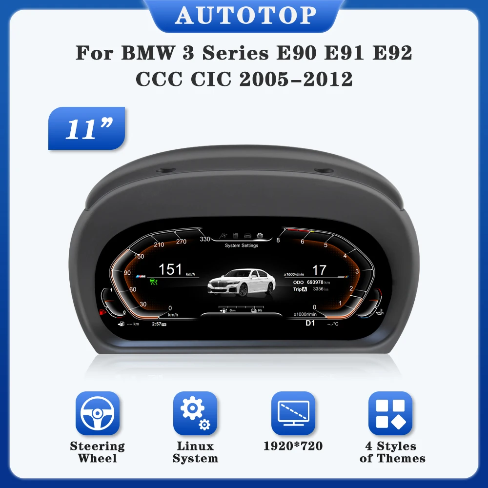 AUTOTOP 11" digital TPMS Instrument Cluster For BMW 3 Series E90 E91 ...