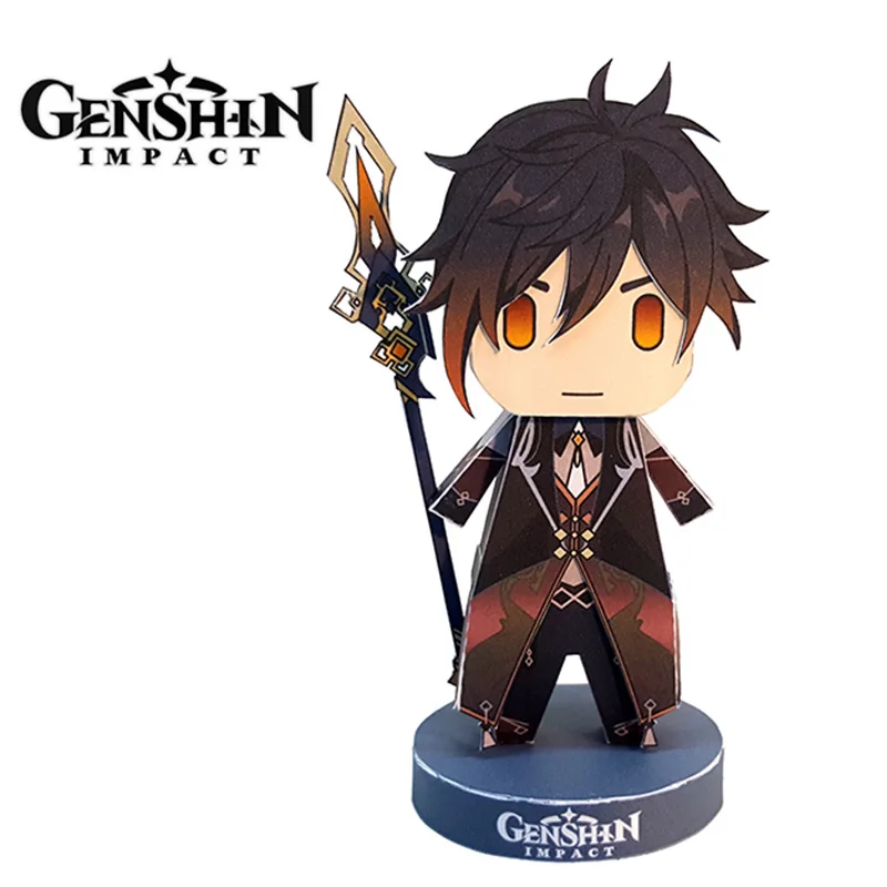 Genshin Impact Zhongli Figure Mini 3D Cute Paper Model Anime Papercraft ...