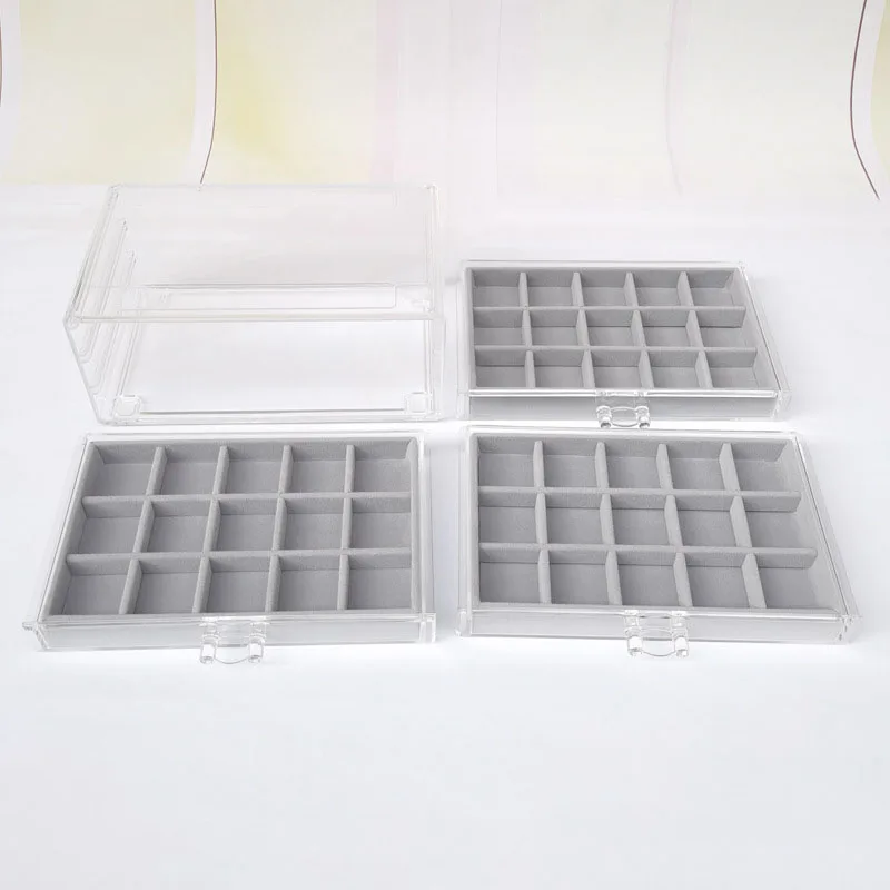 Transparent-Flannel-Jewelry-Box-Drawer-Velvet-Jewelry-Storage-Box-Three ...
