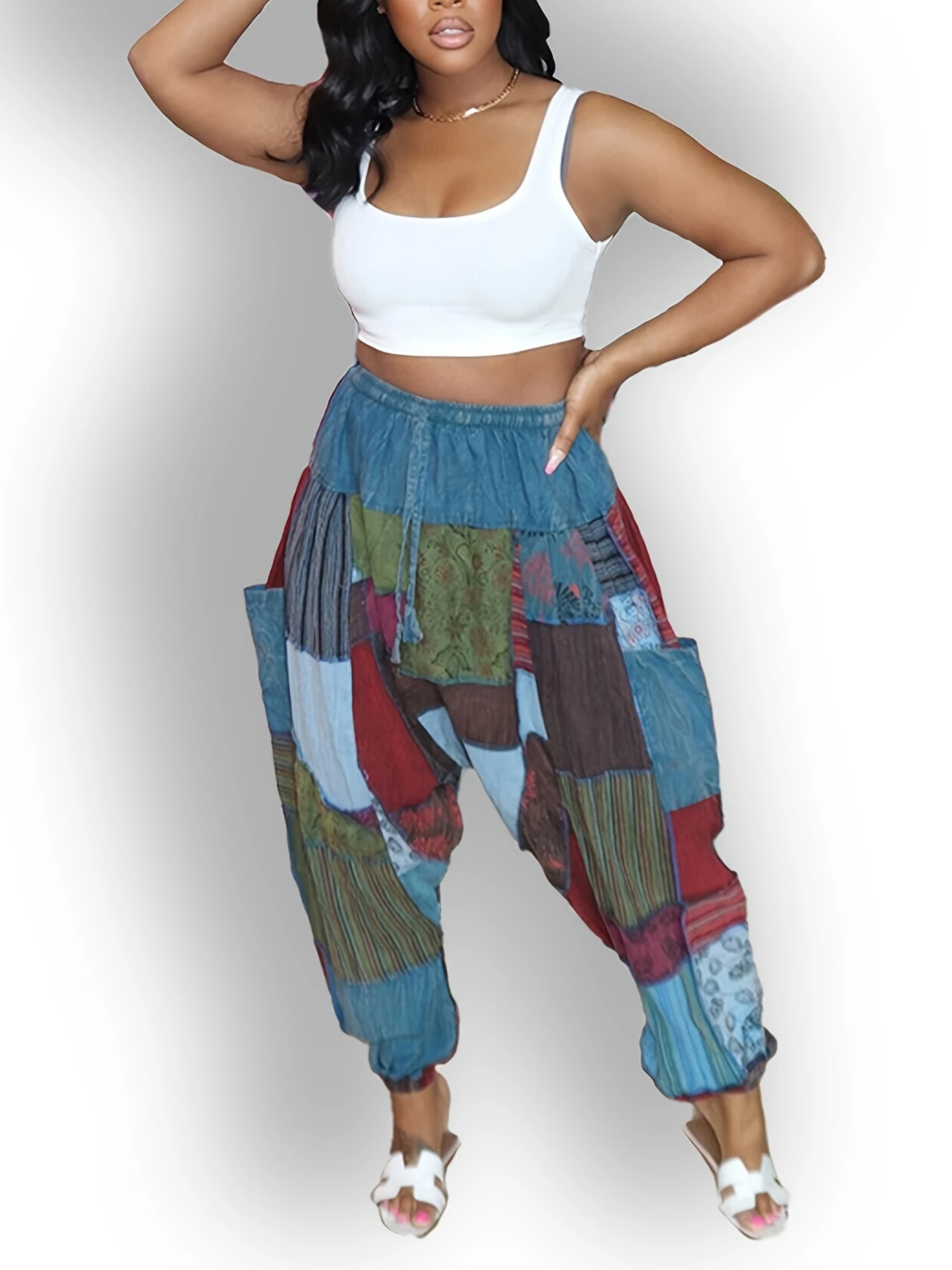 Mm005women's Pants Hippie Patchwork Harem Pants - Pants & Capris ...