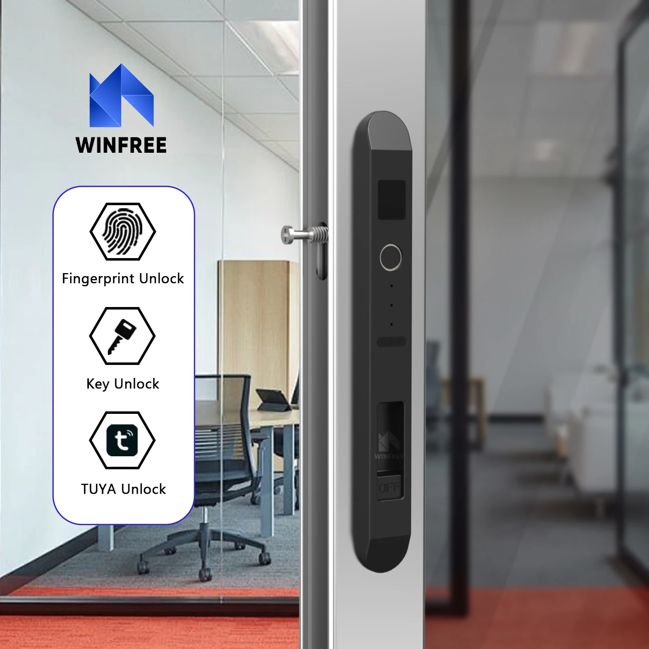 WINFREE-Fingerprint-Smart-Lock-Sliding-Door-Lock-Tuya-Bluetooth-Voice ...