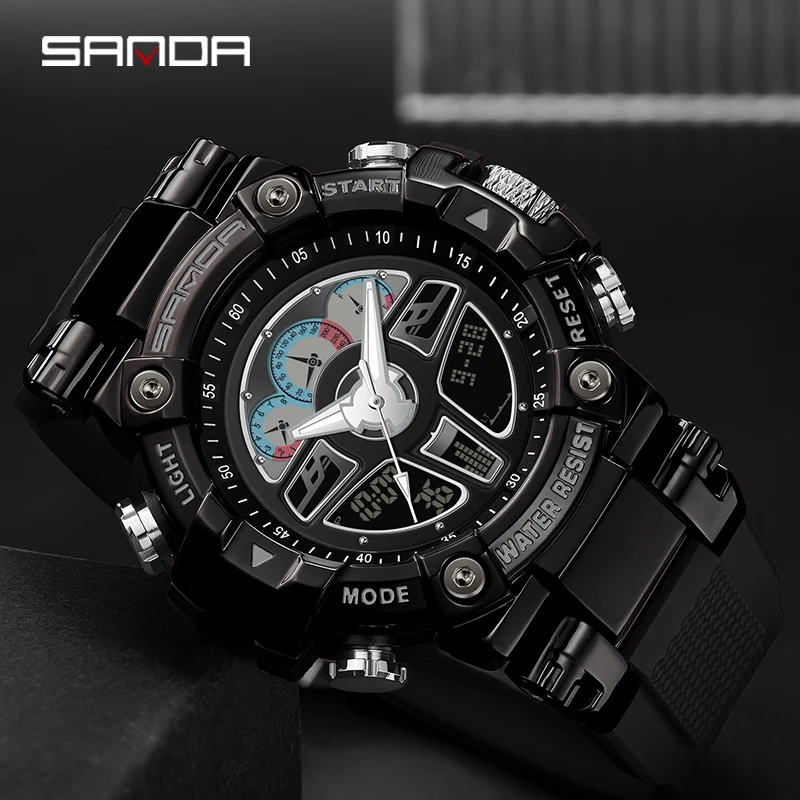 SANDA reloj deportivo para hombre, cronógrafo Digital LED de 50M ...