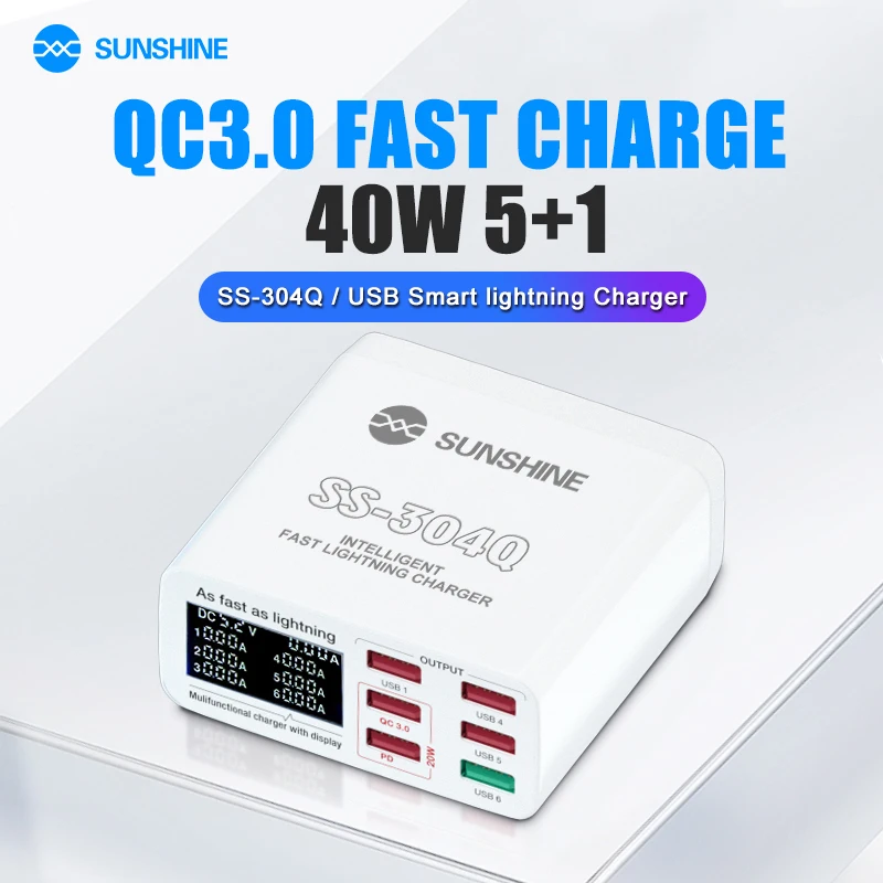 SUNSHINE SS-304Q Fast Charging 6-Port USB, Supporting Simultaneous ...