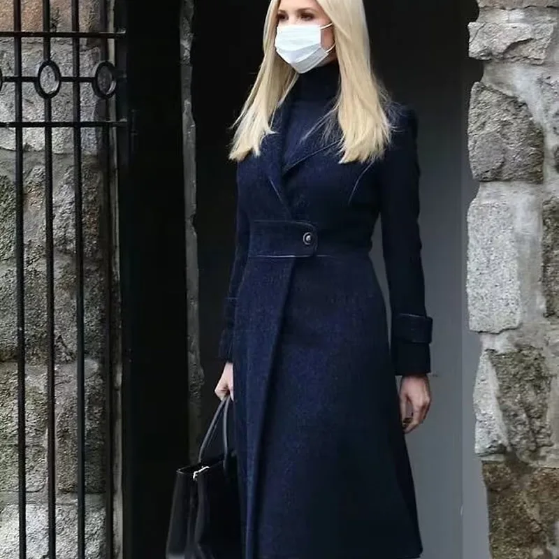 Ivanka-Trump-Solid-Woolen-Coat-Princess-Long-Sleeve-Sheath-Winter-Coat ...