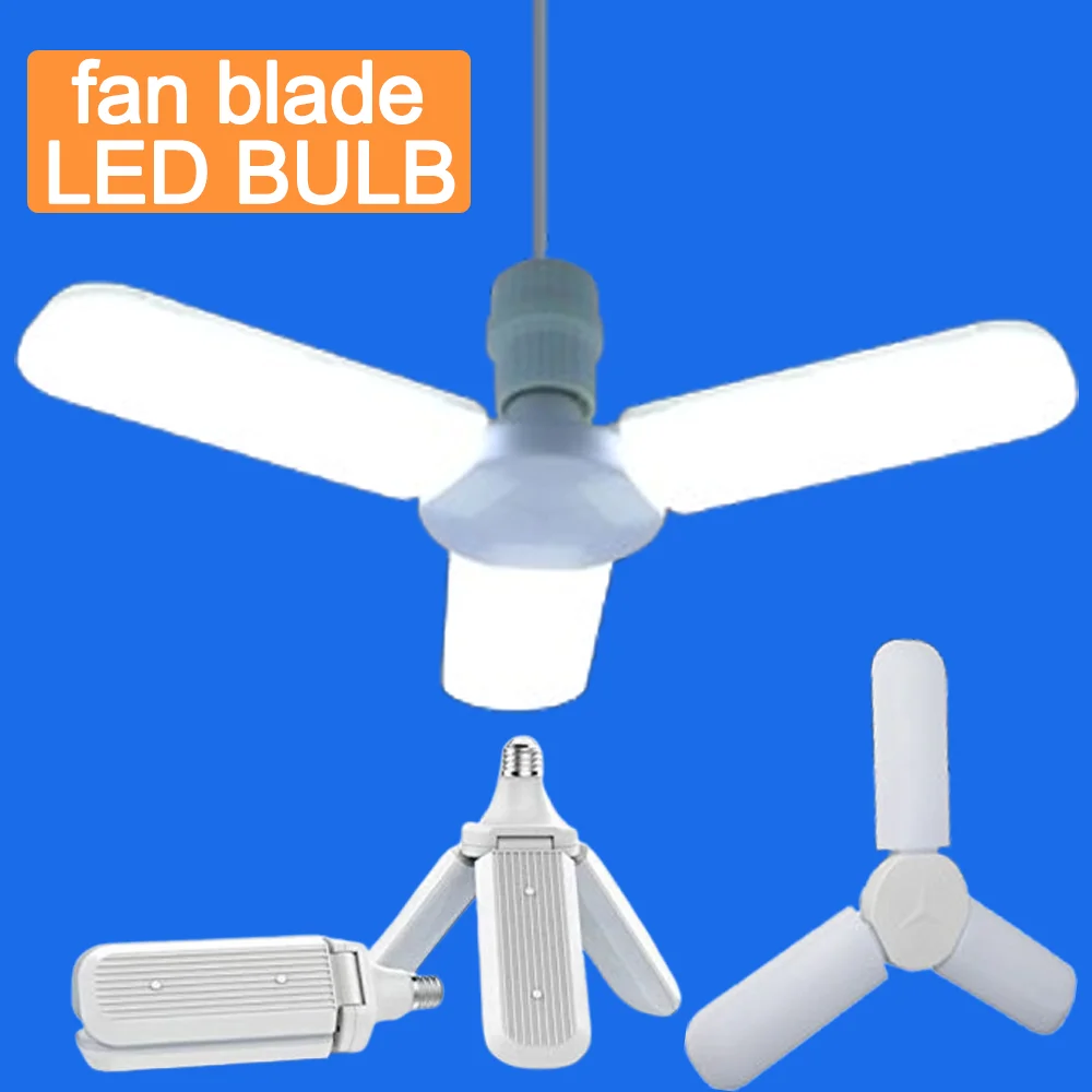 Fan blade 45W Three Leaf Lamp MINI Foldable Fan Blade LED Bulb Home ...