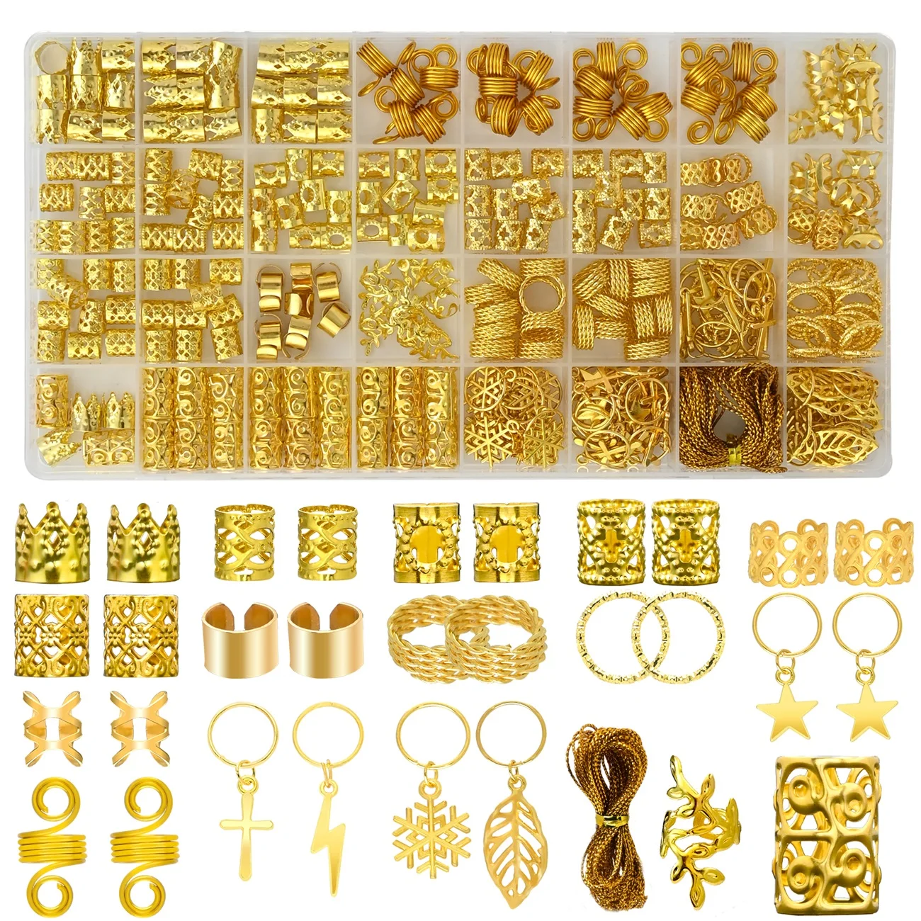 311-Pcs-set-Mixed-Hair-Rings-Set-Dreadlocks-Beads-Hair-Braid-Rings ...