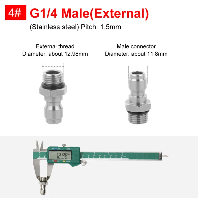 High Pressure Cleaner Car Washer Fitting Adapter Connector 1/4 Inch ...