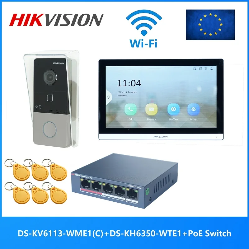 HIKVISION Multi-language 802.3af POE Video intercom KIT,include DS-KV6113-WPE1(C) & DS-KH6350 ...