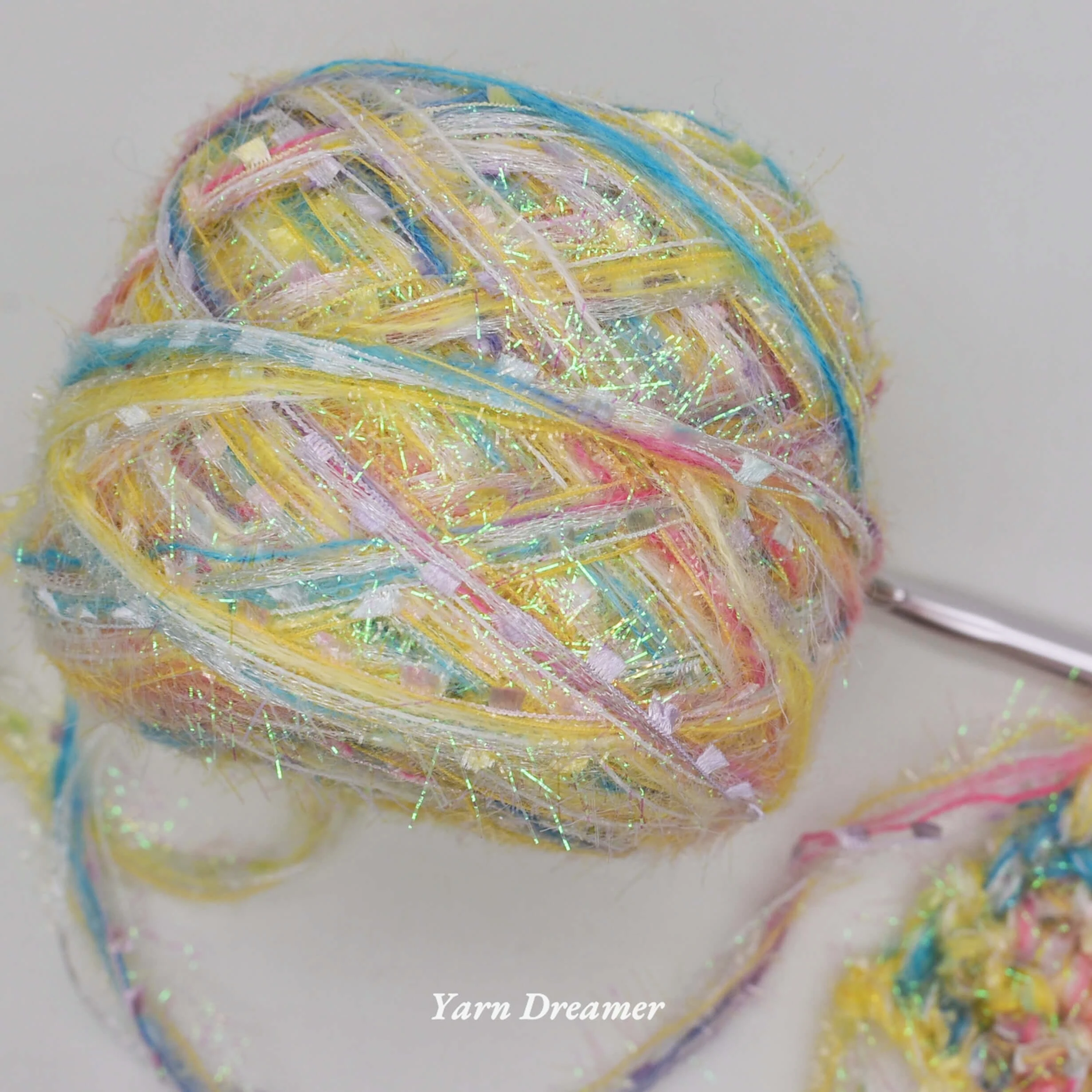 Glitter Crochet Yarn for Bag Sequin Knitting Yarn Yellow Multicolored ...