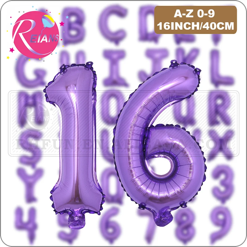 16 Inch Purple Letter Number Foil Balloons Birthday Baby Shower Party ...
