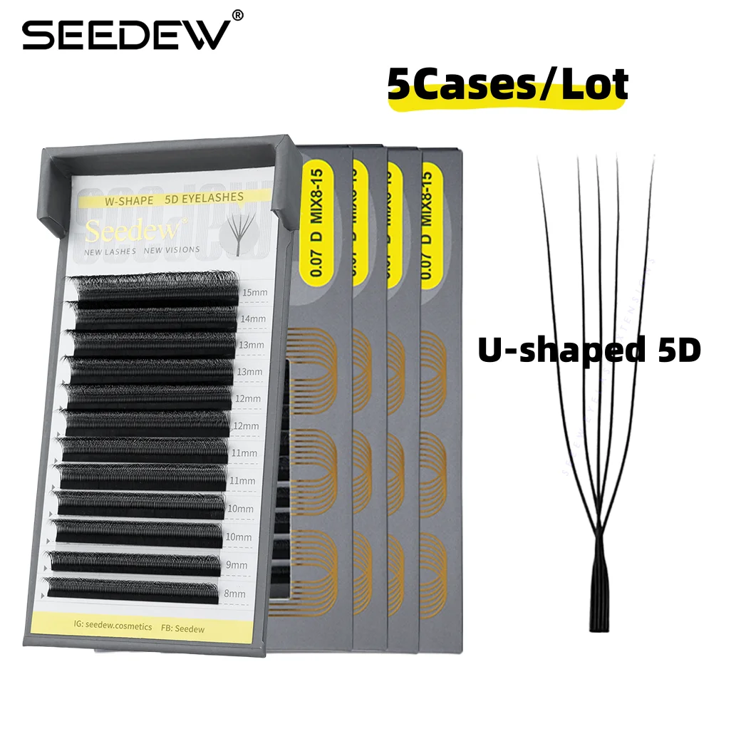 SEEDEW 5Cases/Lot U-Shaped 5D Eyelashes Extensions Natural Soft 5D U ...