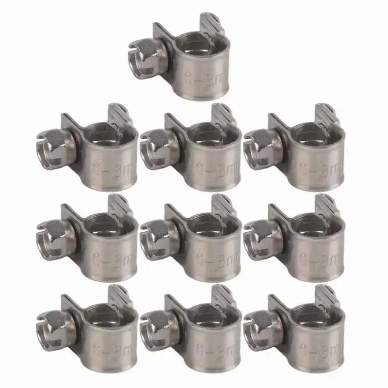 10Pcs-Mini-Hose-Clamp-Pipe-Clip-Stainless-Steel-Screw-Small-Fixing-Pipe ...