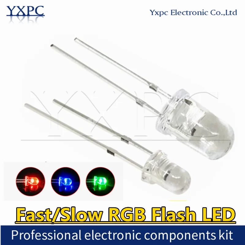 100pcs F3 3MM F5 5mm Fast/Slow RGB Flash Red Green Blue Rainbow Multi ...