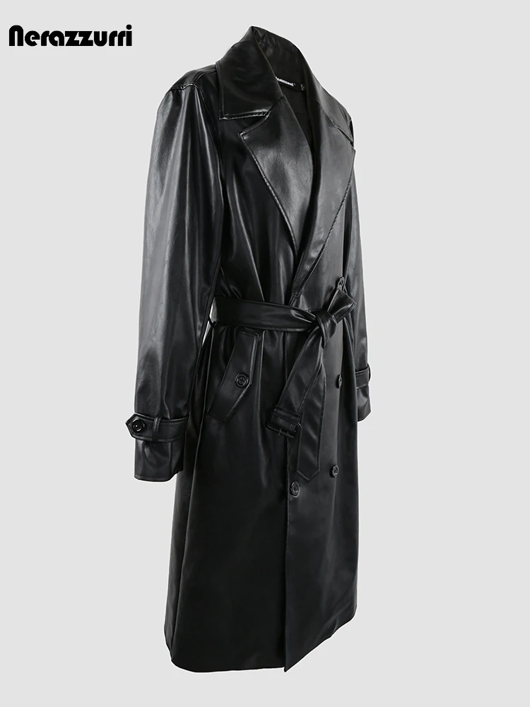 Nerazzurri-Manteau-long-imperm-able-en-cuir-PU-noir-pour-homme ...