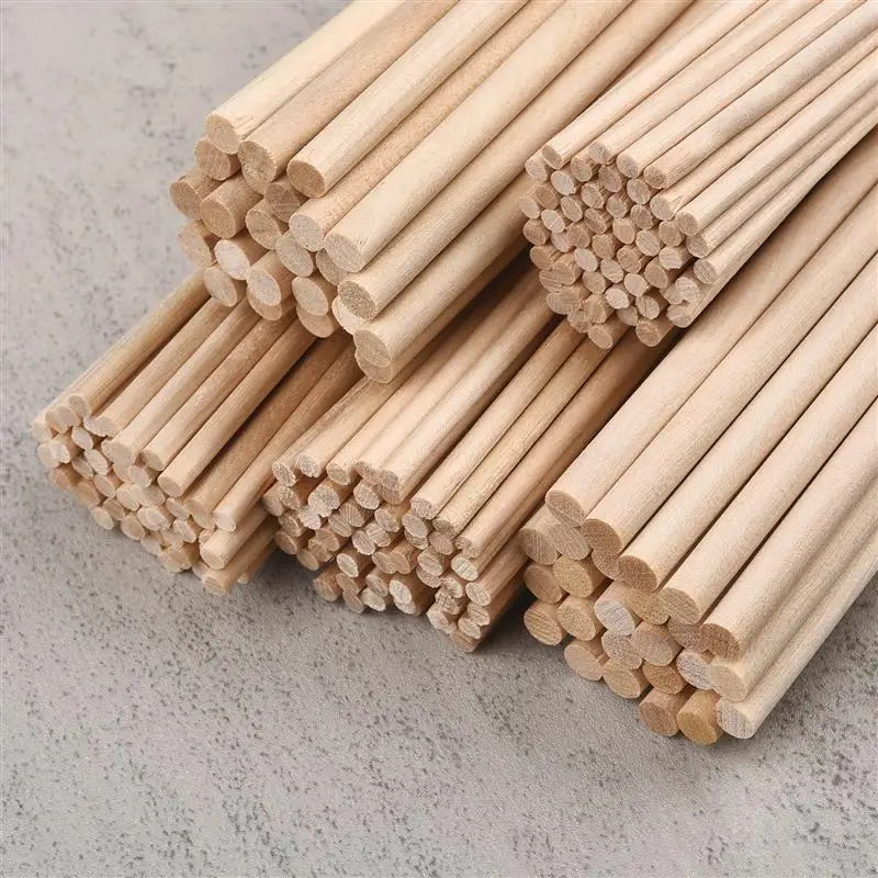 Round Wooden Stick 300mm Long DIY Wood Handmade 3/4/6/8/10/12/14mm ...