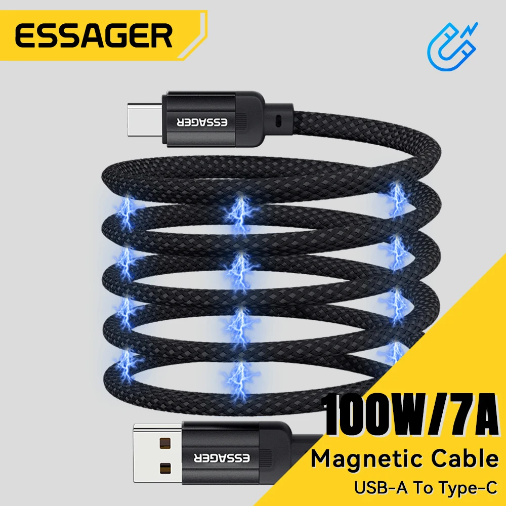 Essager-100W-Magnetic-Fast-Charger-Cable-USB-A-To-Type-C-Magic-Rope ...