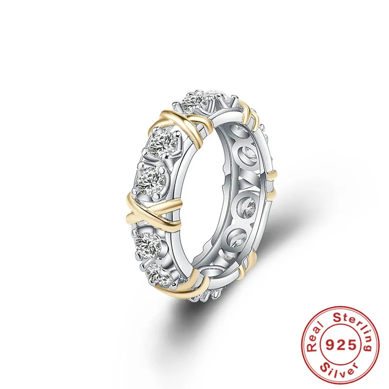 925 Sterling Silver Rings Gold Separation Inlaid Zircon Rings For Women ...