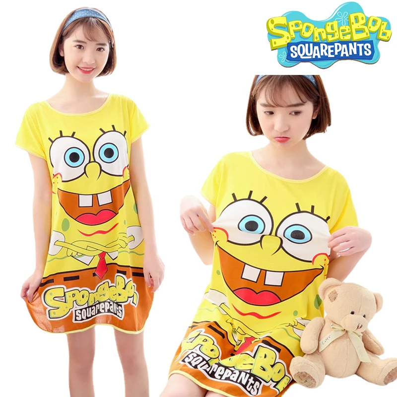 SpongeBob-Women-Sleepwear-Anime-Oversized-Nightdress-Summer-Short ...