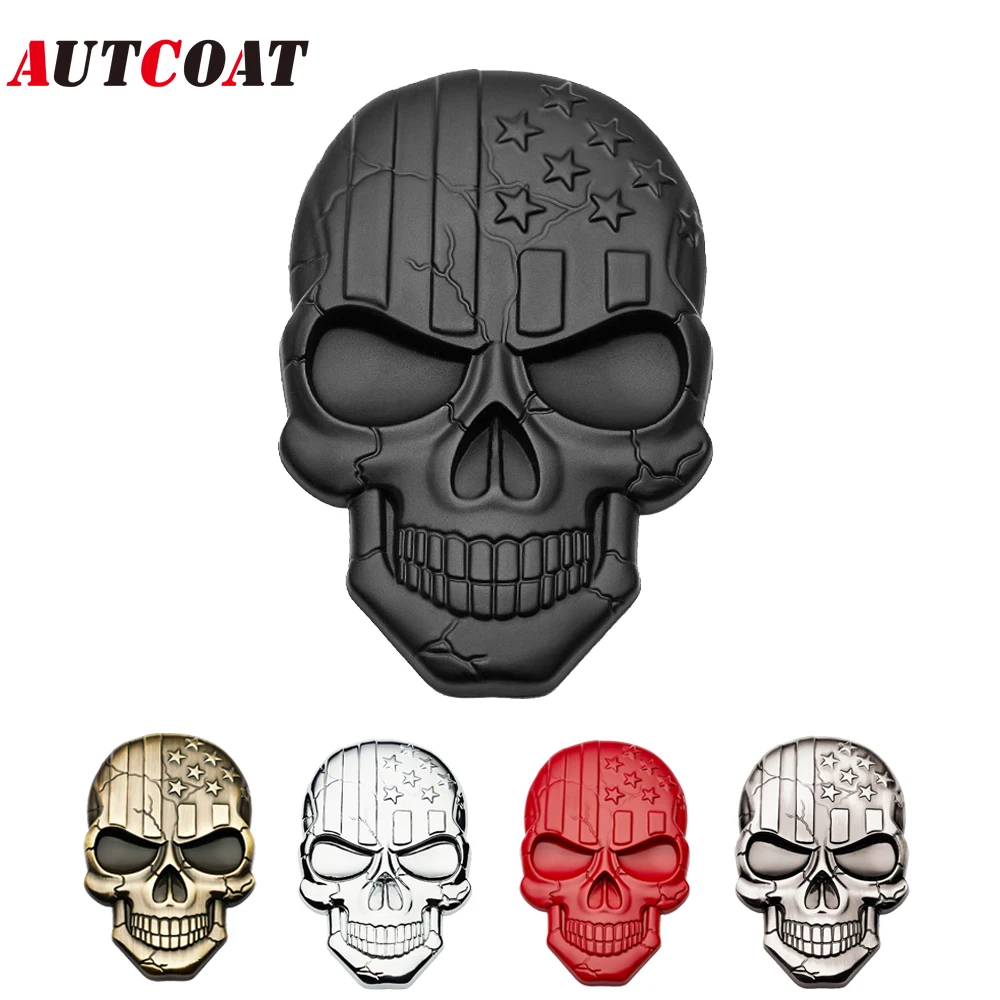 AUTCOAT SKULL Car Decal Emblem Badge - 3D Premium Metal Decal Sticker ...