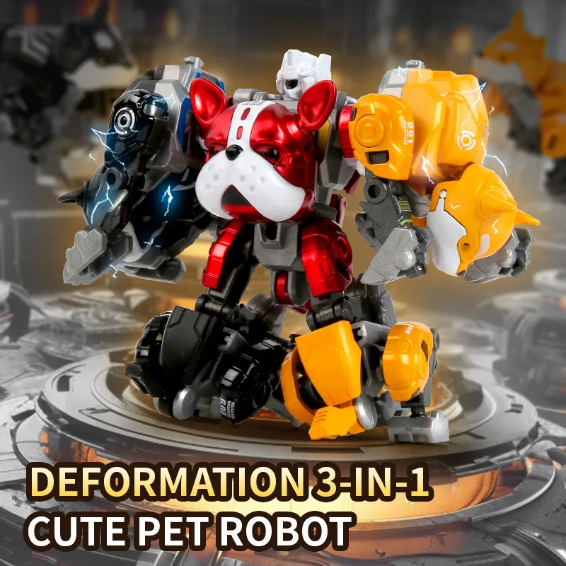 3-in-1 Mechanical Transformation Dog Robot Toy Model Inertia Car Robot ...