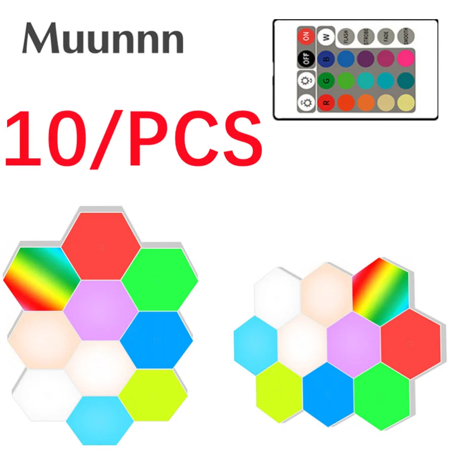 VnnZzo-RGB-LED-Hexagon-Light-Indoor-Wall-Light-Remote-Control-Night ...