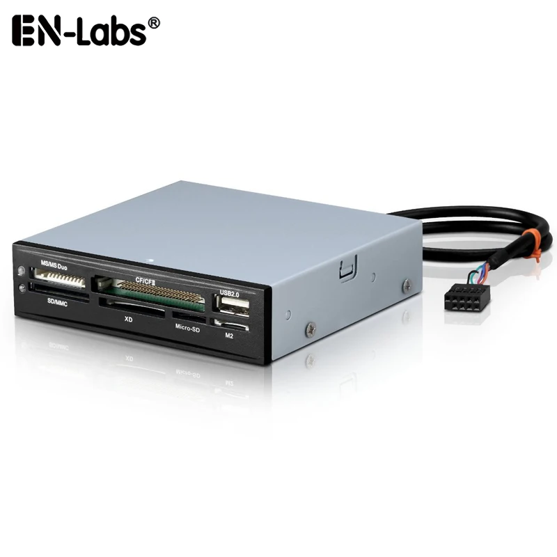 3-5-Floppy-Front-Panel-Internal-USB-2-0-9Pin-Card-Reader-Hub-TF-Flash ...