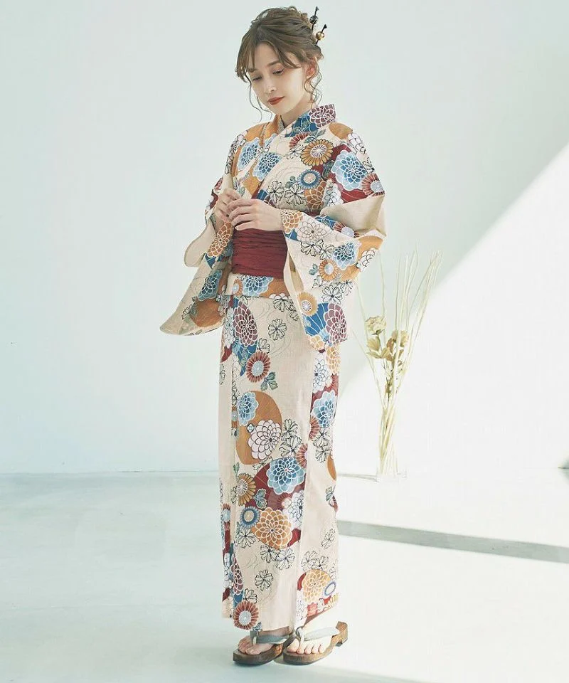 Japanese-kimono-yukata-with-Red-OBI-women-s-traditional-formal-style ...