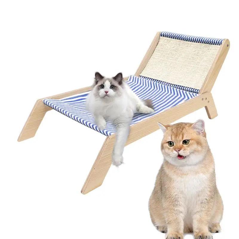 Pet Lounge Chair Portable Solid Cat Hammock Nest Beds Wooden Frame ...