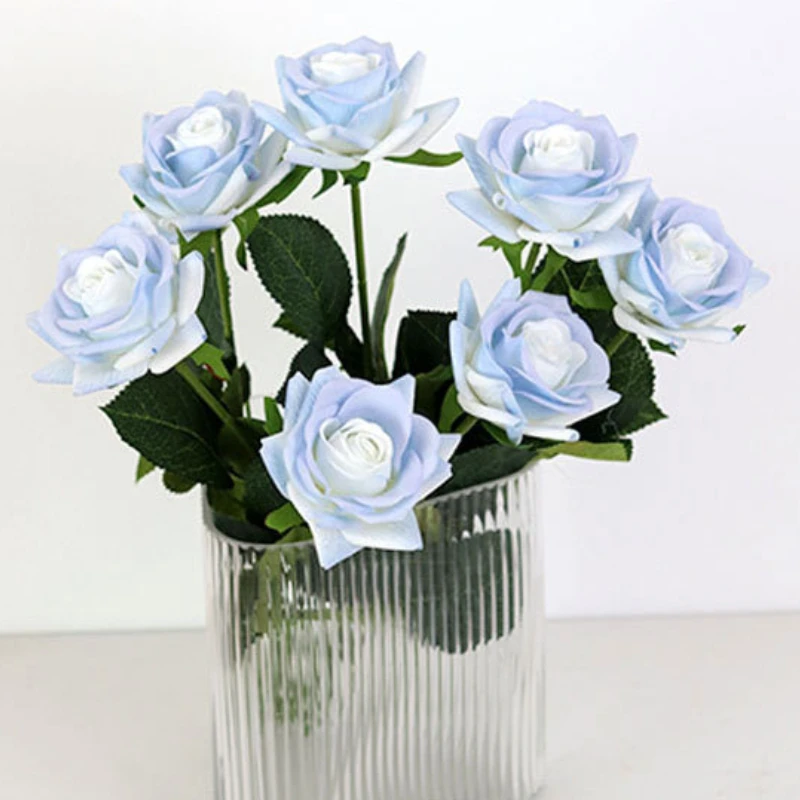 43CM-Michigan-Crushed-Ice-Blue-Hand-feel-Moisturizing-Rose-Artificial ...