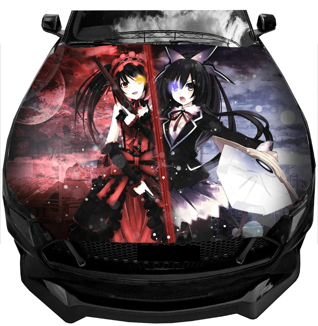 Anime Girl Itasha Car Hood Wrap Vinyl Decal, Girl, Date A Live Car ...