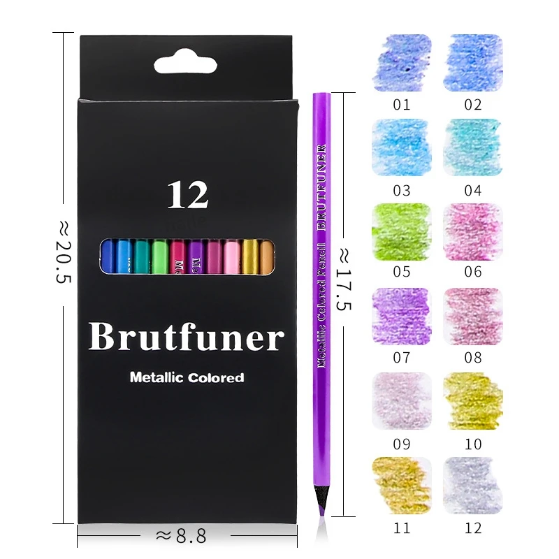12 Colors Metallic Pencil Drawing Pencil Sketching Pencil Set Painting ...
