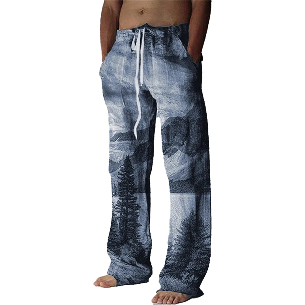 Men's Summer Pants Baggy Beach Pants Elastic Drawstring Design Front ...