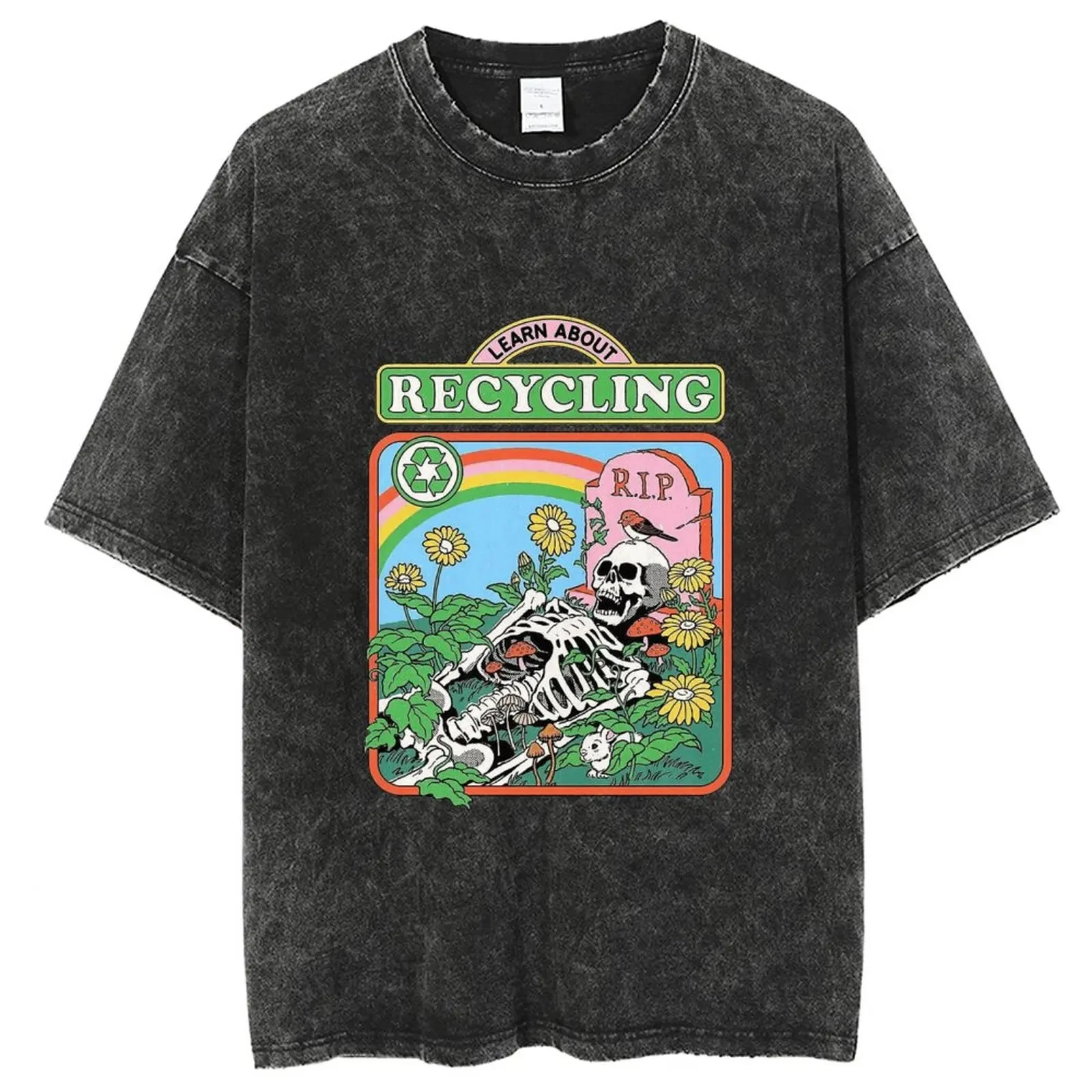 Learn-About-Recycling-Skull-Skeleton-T-Shirt-Men-Women-Y2K-Cotton ...