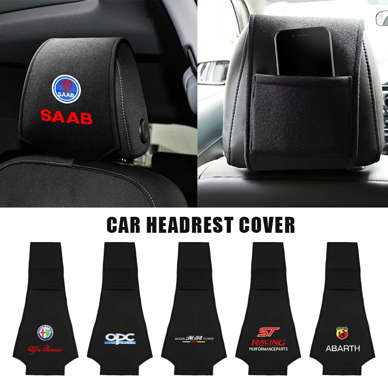 Car Headrest Cover Head Rest Cushion Leather Neck Pillow Case Car ...