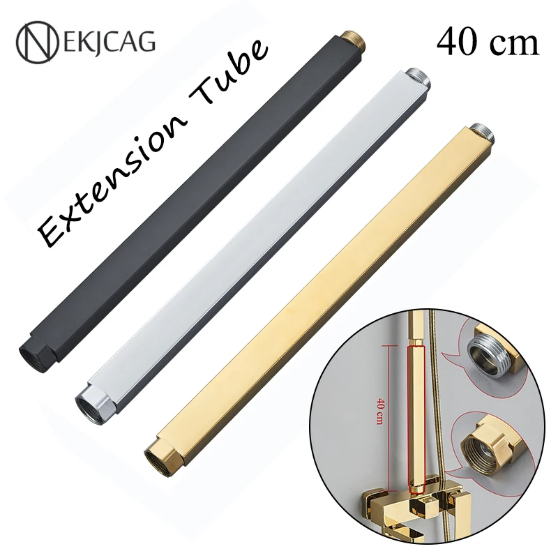 Square-Extension-Tube-Bathroom-Shower-Faucet-Extra-Extend-Tube-Black ...