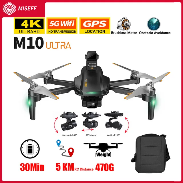M10 Ultra Drone 4K Profesional GPS 5 KM 2022 Dual Camera Dron 3-Axis ...