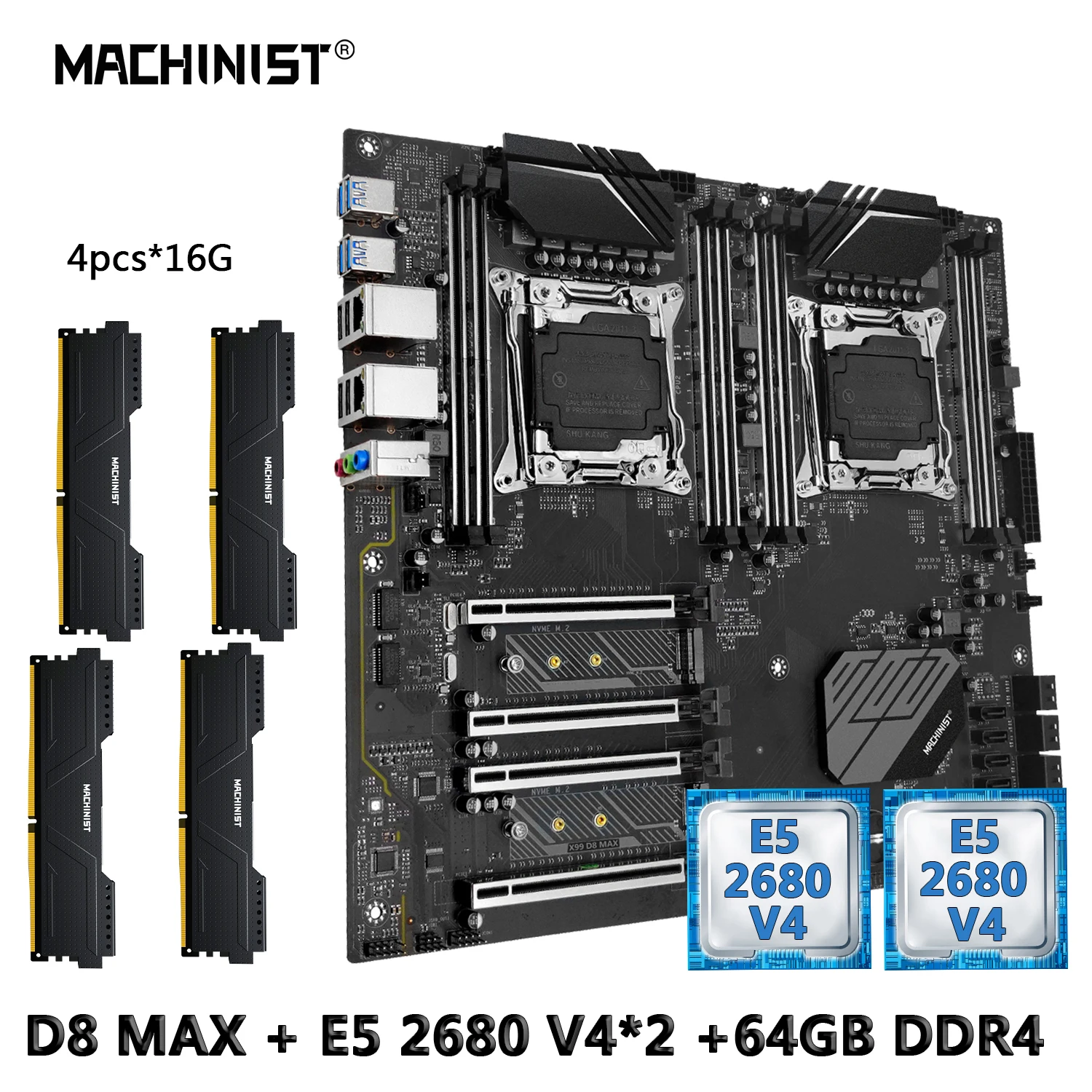 MACHINIST-Dual-Cpu-X99-Motherboard-Combo-LGA-2011-3-Xeon-E5-2680-V4-Kit ...